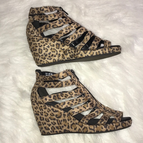H&M | Shoes | Hm Leopard Print Wedges | Poshmark